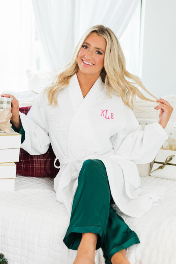 Embroidered Monogram Waffle Knit Robe | Personalized Bridal & Lounge ...