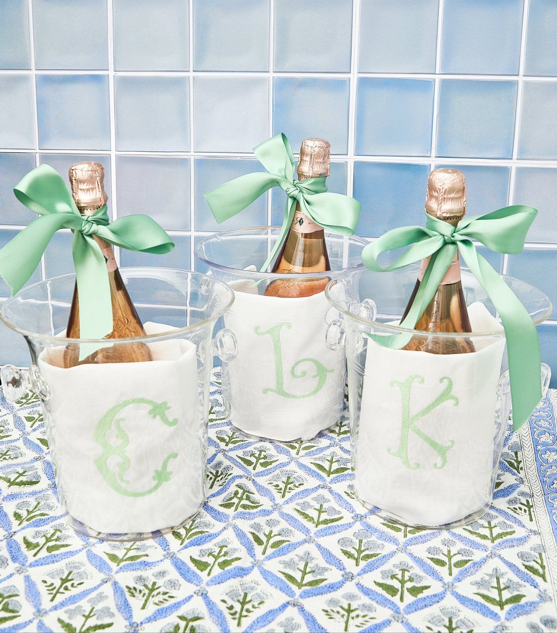 Monogrammed Ice Buckets - Sprinkled With Pink