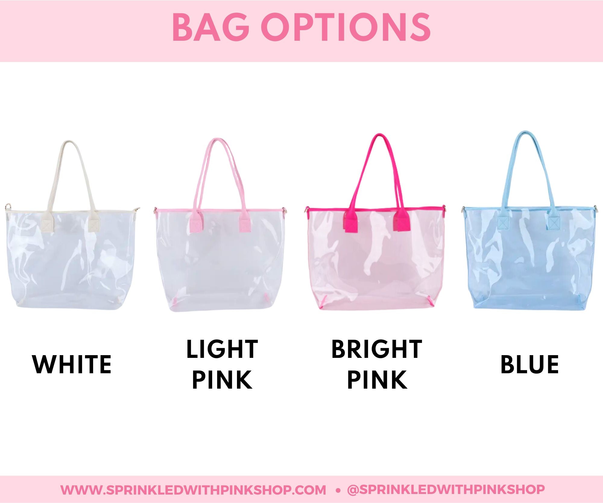 Monogrammed Clear Tote Bag - Sprinkled With Pink