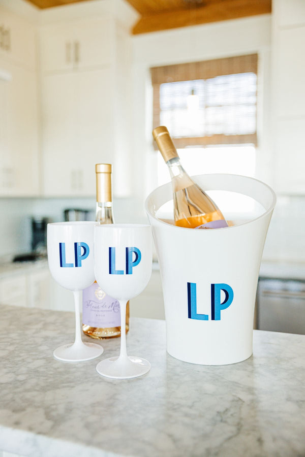 Monogrammed Ice Bucket (Color) - Sprinkled With Pink