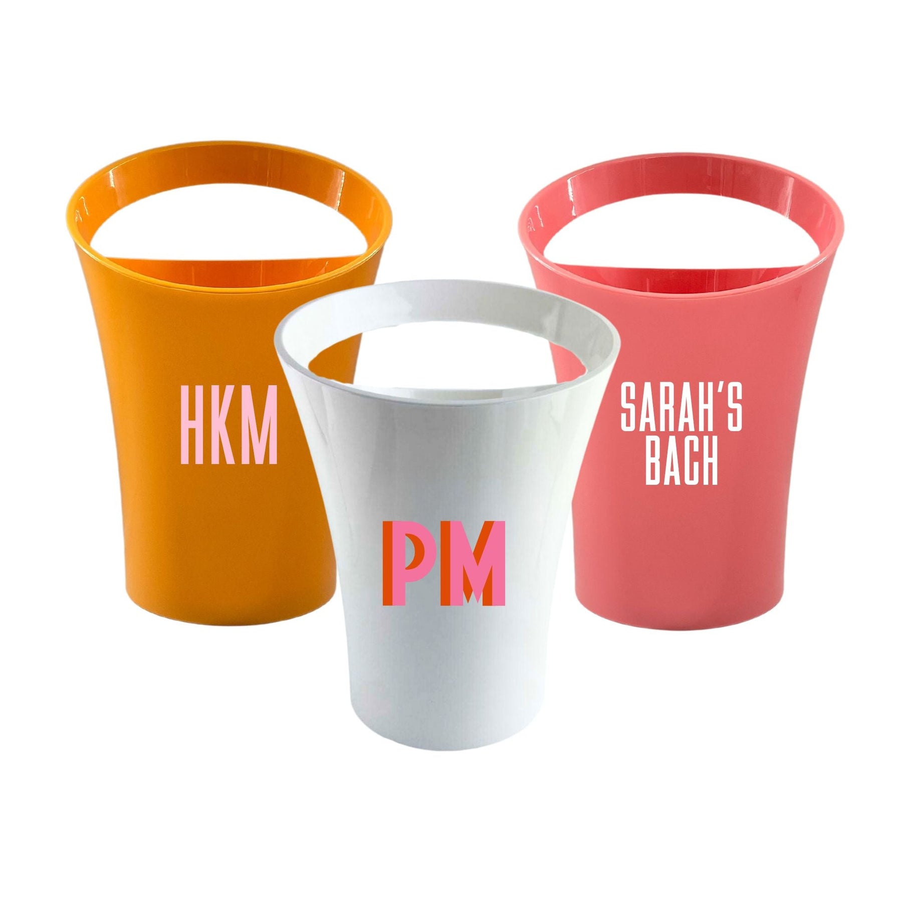Monogrammed Ice Buckets - Sprinkled With Pink