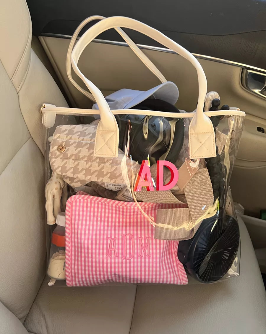 Monogrammed Stadium Bag (Acrylic) - Sprinkled With Pink