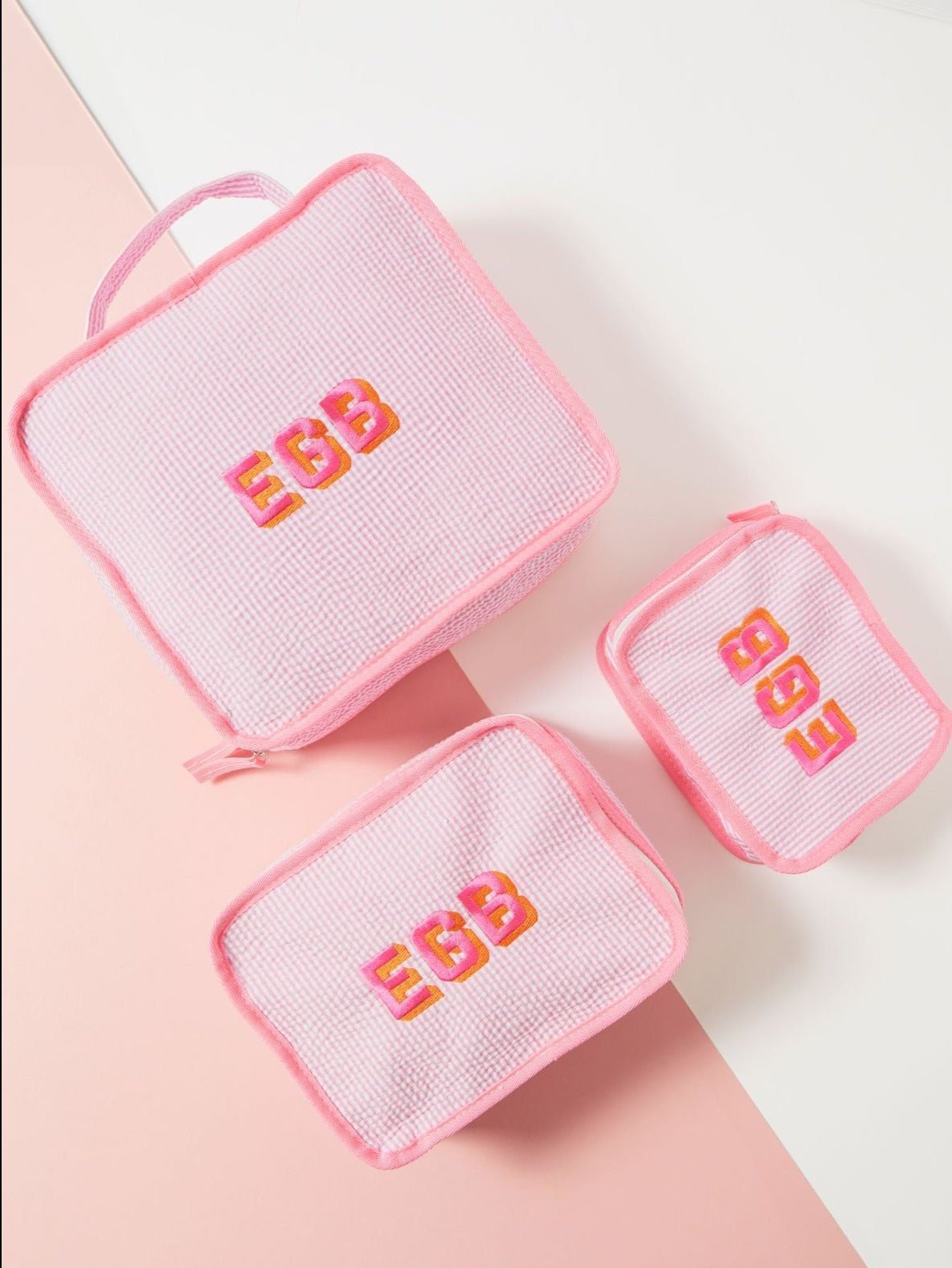 Embroidered Seersucker Packing Cubes - Personalized Travel Organizer ...