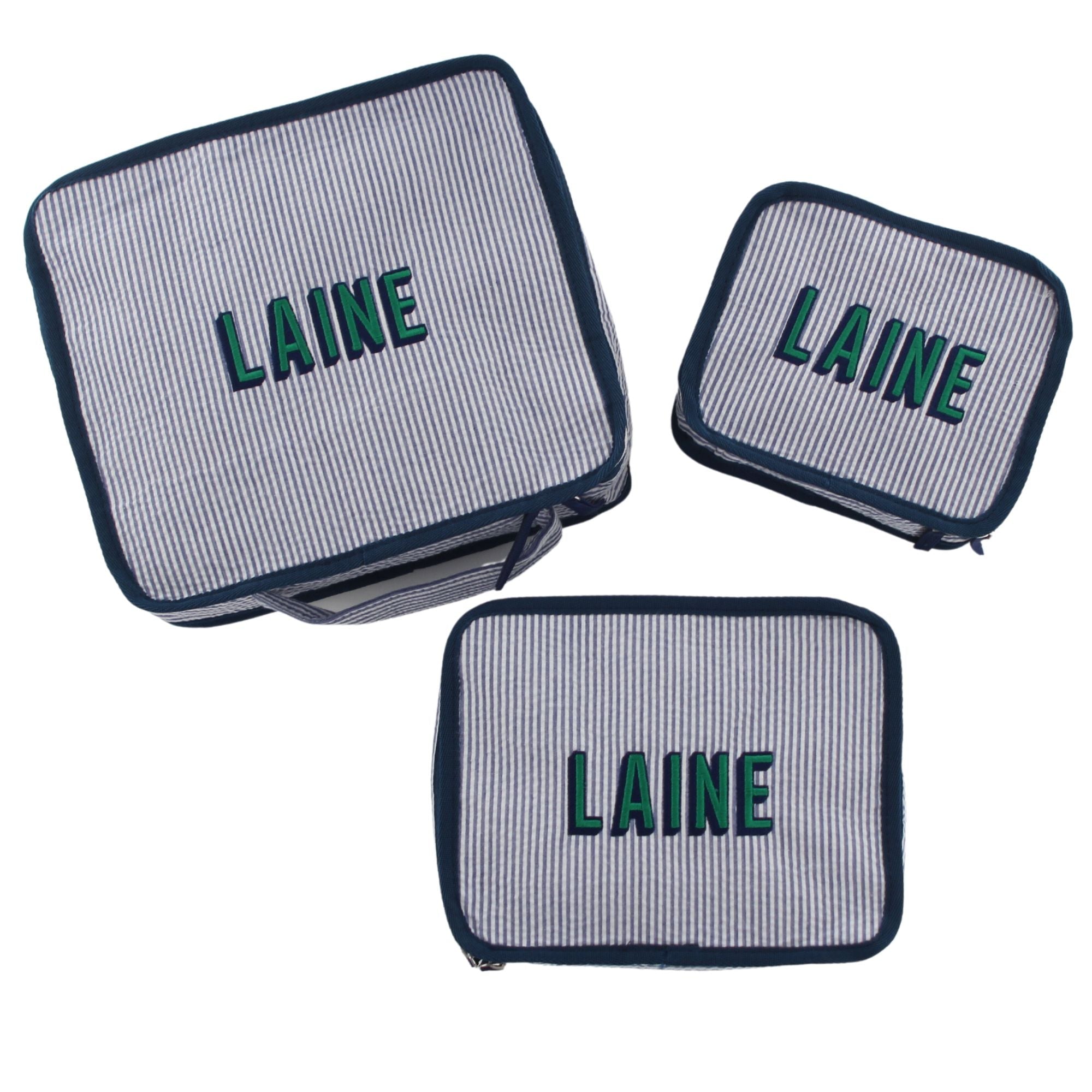 Embroidered Seersucker Packing Cubes - Personalized Travel Organizer ...