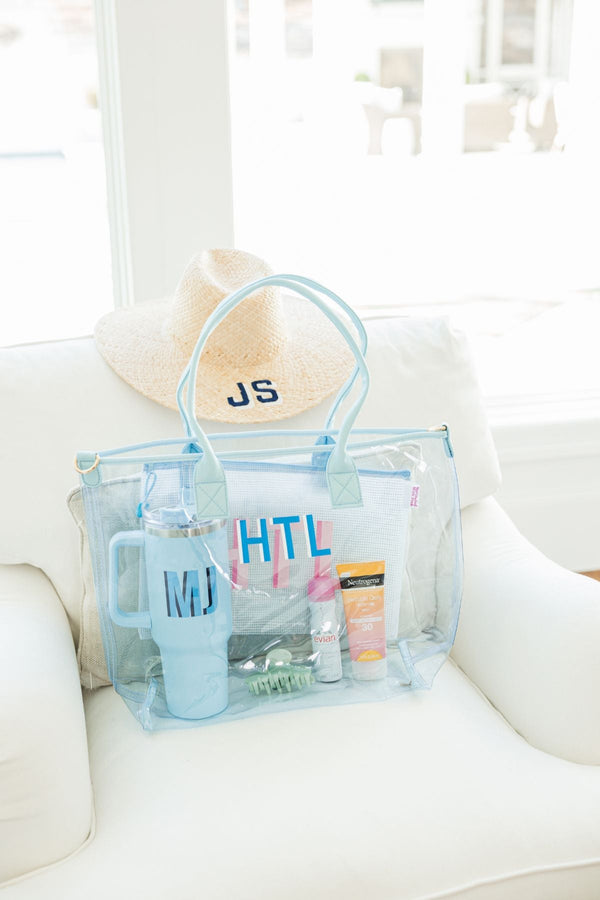Monogrammed Clear Tote Bag - Sprinkled With Pink