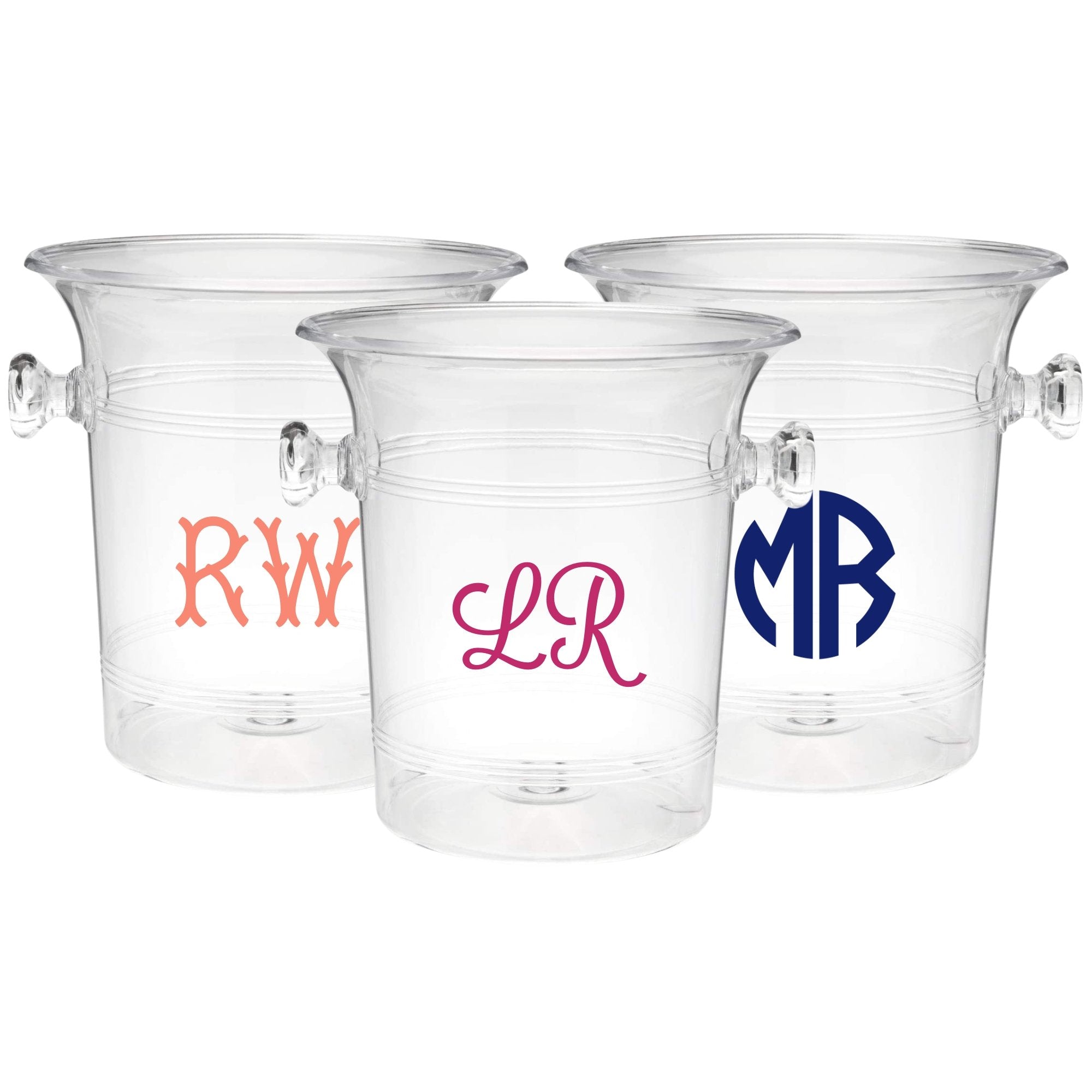 Monogrammed Ice Buckets - Sprinkled With Pink