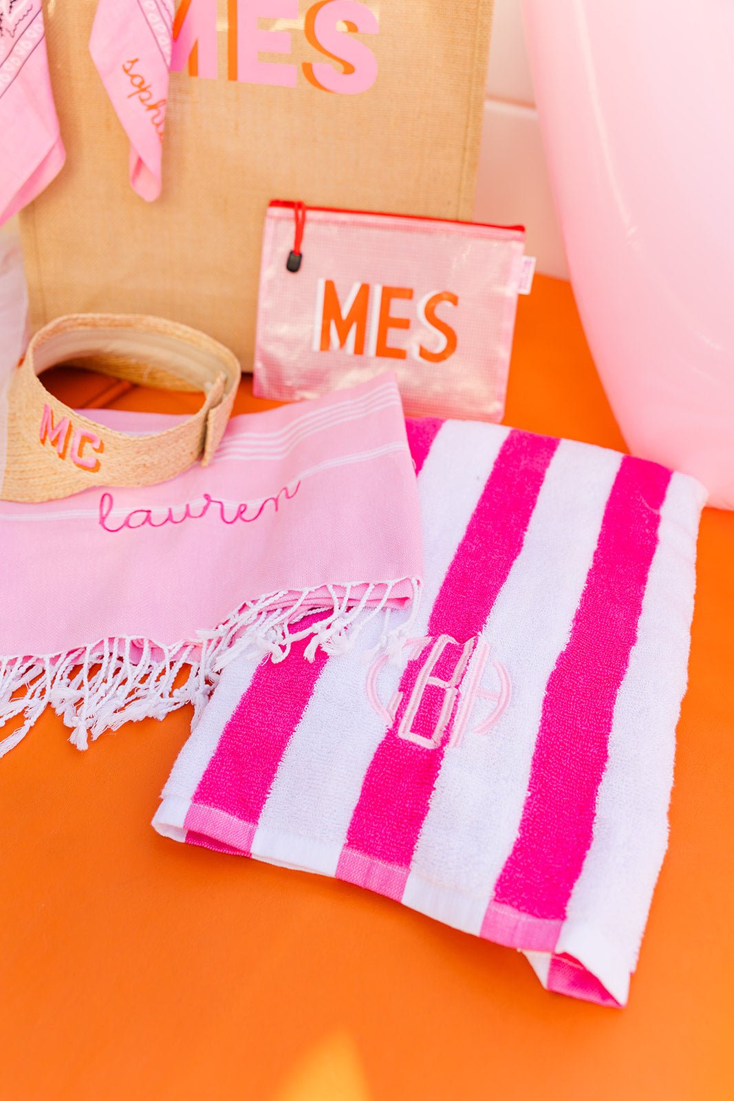 Embroidered Cabana Towel - Sprinkled With Pink