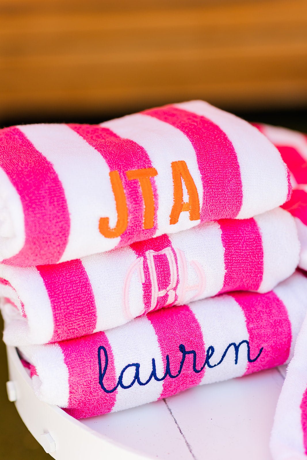 Embroidered Cabana Towel - Sprinkled With Pink