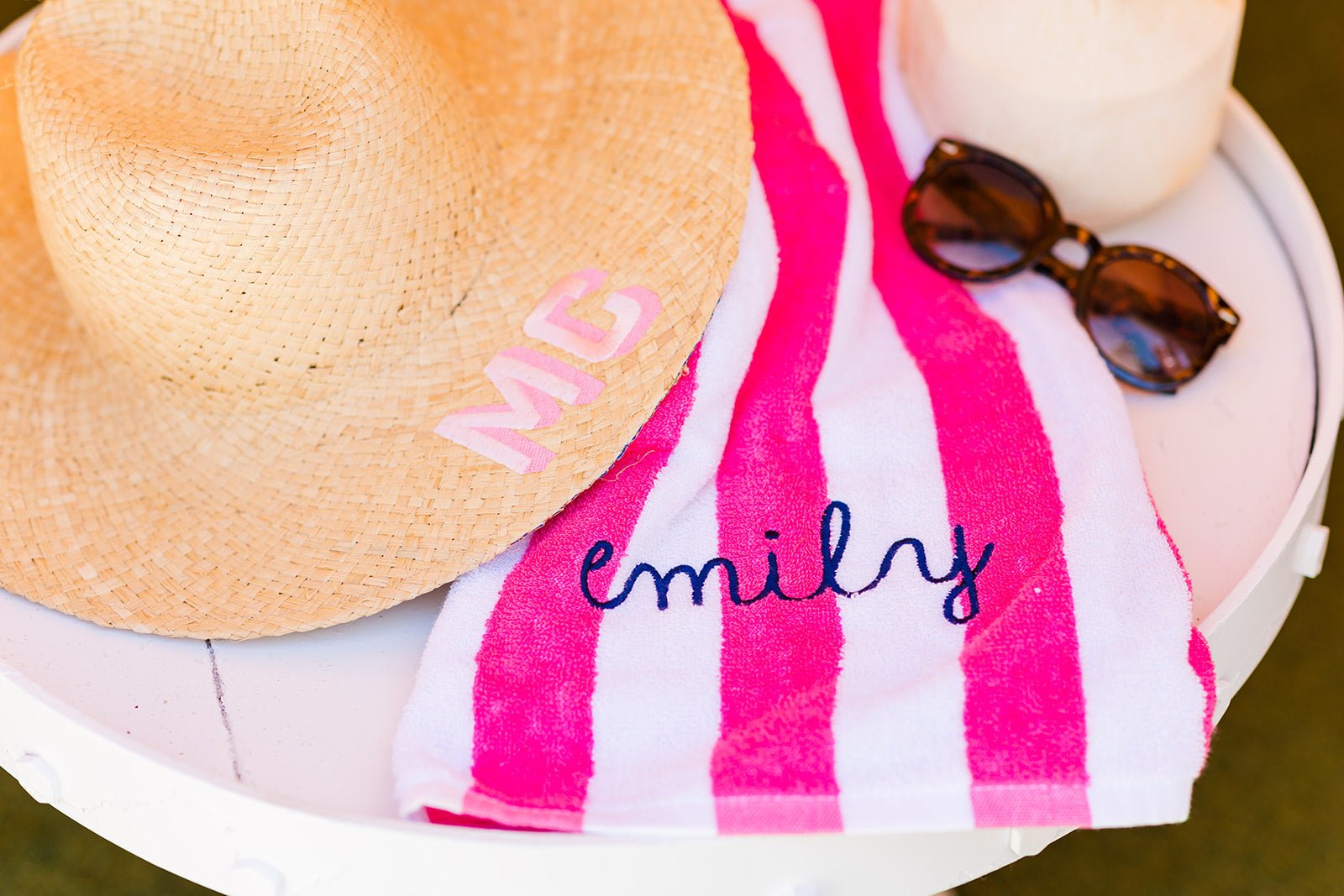 Embroidered Cabana Towel - Sprinkled With Pink